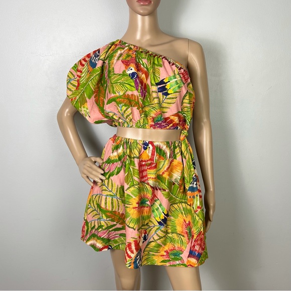 FARM Rio | Dresses | Farm Rio Cutout Oneshoulder Macaw | Poshmark